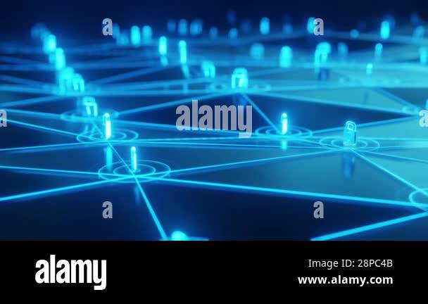 Animation Of Padlock With Circuit Board Pattern And Bar Graph With Red Abstract Pattern