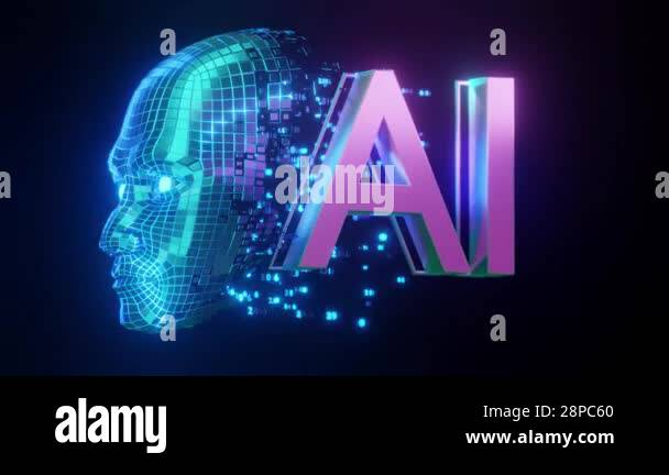 Artificial intelligence concept of big data or cyber security. abstract digital human face. ai ...
