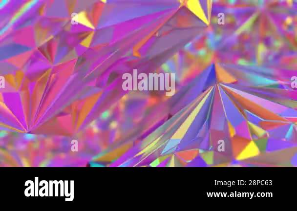 Abstract Crystal iridescent background, spin geometric animation, macro ...