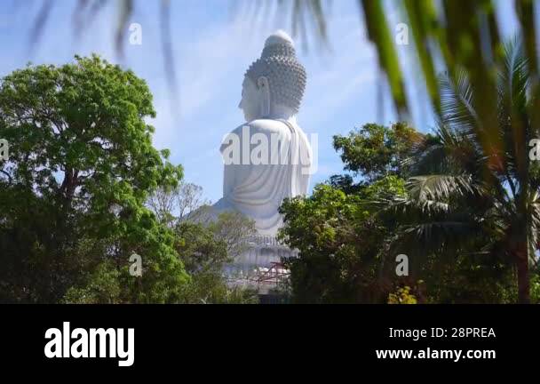 The iconic Big Buddha statue in Phuket, Thailand, seen from a rear ...