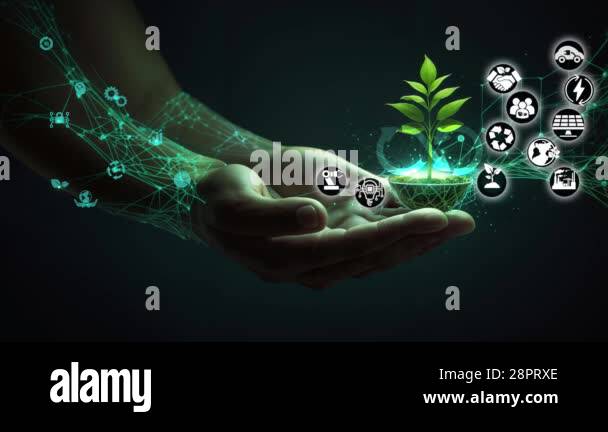 Green Energy Renewable Sustainable. AI machine learning, Green tree ...