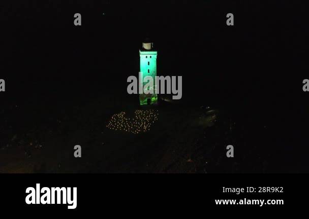 Laser light show at the lighthouse at nightLighthouse Rubjerg Knude and ...