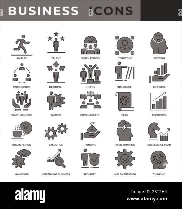 Set of Multiple Business Icons Isolated on White Background Stock Video ...
