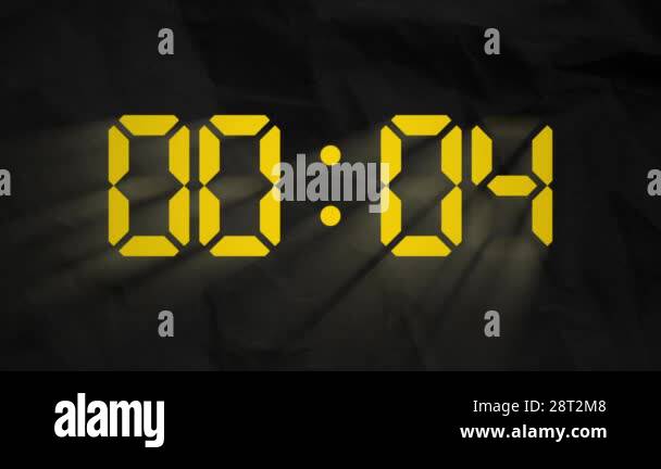 Yellow Animated Stopwatch Countdown 5 Seconds to 0 Seconds Isolated on ...