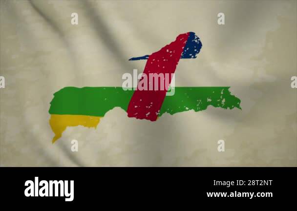 Wavy Map of C.A.R with Flag in Body Isolated on Vintage Background ...