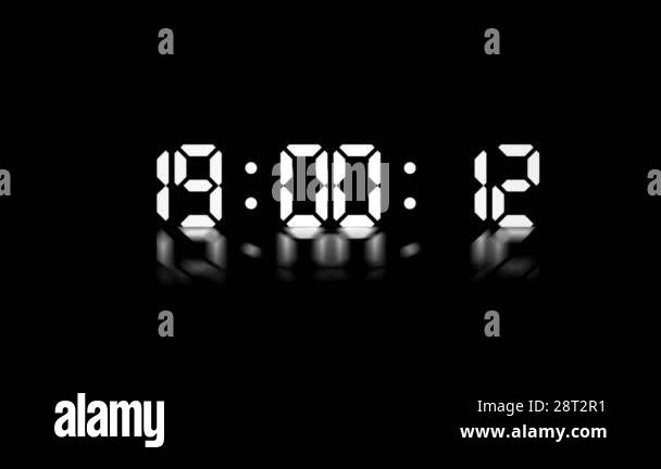 Animated Video of First Minute of 7 o'clock PM Isolated on Dark ...