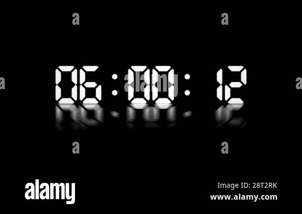 Animated Video of First Minute of 6 o'clock AM Isolated on Dark ...
