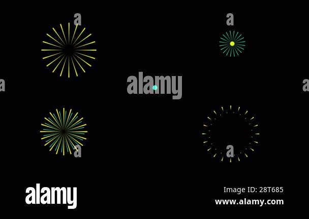 Circle Bursts And Sparks Animation on black Screen background. splash ...