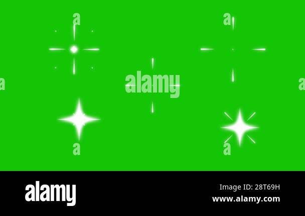 Sparkle stars blinking animation on green screen background. Glowing ...