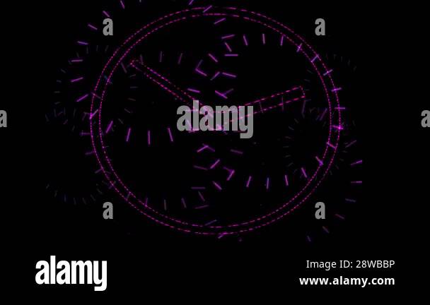 Infinite Violet Clock on Black Background. This footage will look great ...