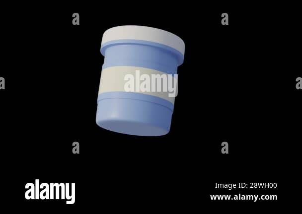 Seamless loop animation of a blue plastic jar with blank label rotating ...