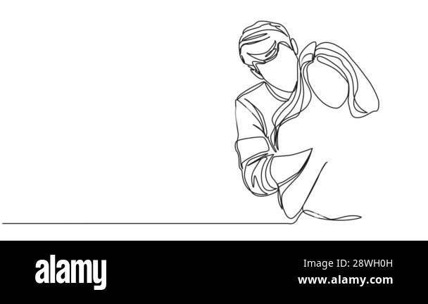 animated continuous single line drawing of couple hugging, man wrapping ...