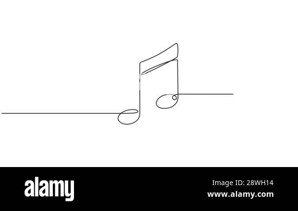 animated continuous single line drawing of musical notes, music line ...