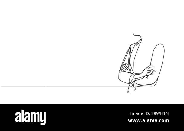 animated continuous single line drawing of businesswoman standing with ...