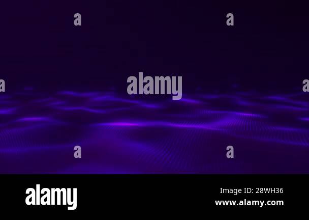 Digital minimalistic purple glowing energy waves on dark technology ...