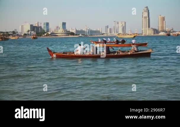 Traditional boat racing competition in Katara beach during Katara 14th ...