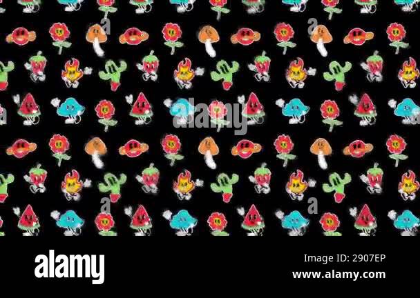 Retro trendy stickers with funny comic characters and gloved hands ...