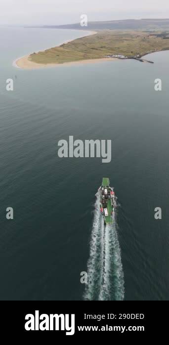 Aerial view of Lough Foyle Ferry between Magilligan in Northern Ireland ...