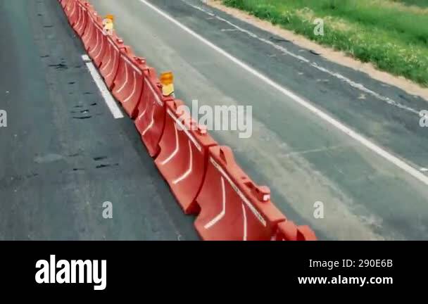 Road construction with safety cones and barriers in a rural area Stock ...