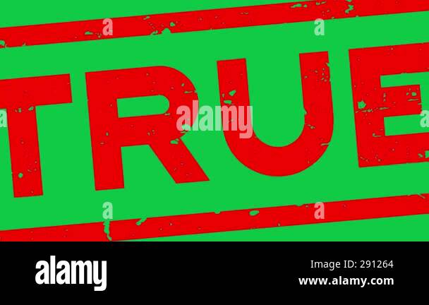 Grunge red true word square rubber seal stamp zoom on green background Stock Video Footage - Alamy