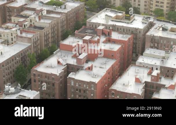 Aerial view of apartment buildings in The Bronx. Shot on a summer ...