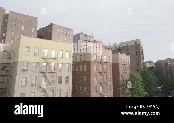 Aerial view of apartment buildings in The Bronx. Shot on a summer ...