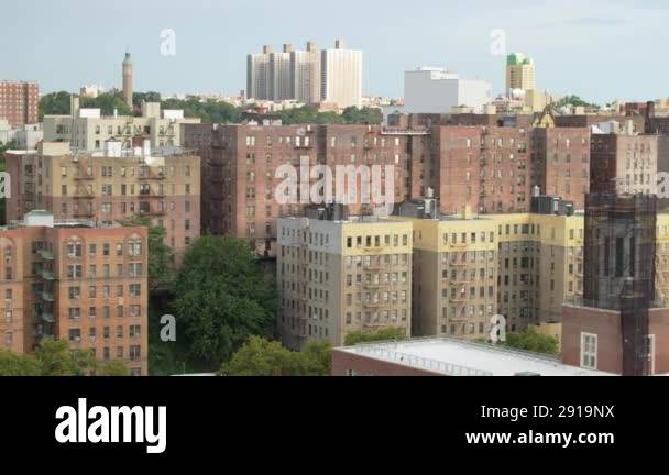 Aerial view of apartment buildings in The Bronx. Shot on a summer ...