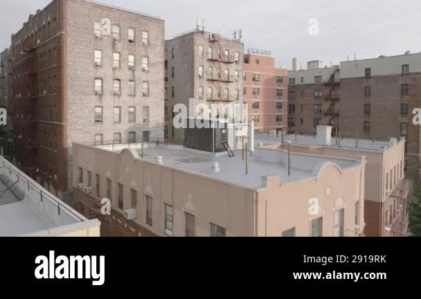 Aerial view of apartment buildings in The Bronx. Shot on a summer ...