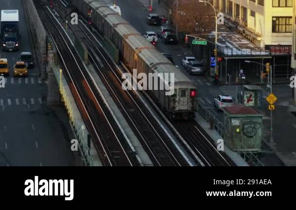 b-roll of the 1 train passing through Harlem. Shot on a winter day in ...