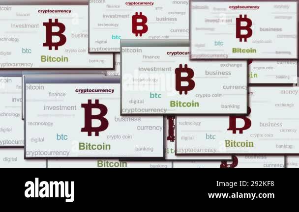 Bitcoin cryptocurrency BTC trade symbol technology loop concept ...