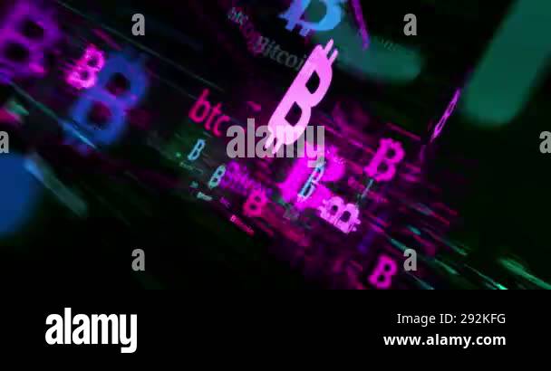 Bitcoin cryptocurrency BTC trade symbol technology loop concept ...