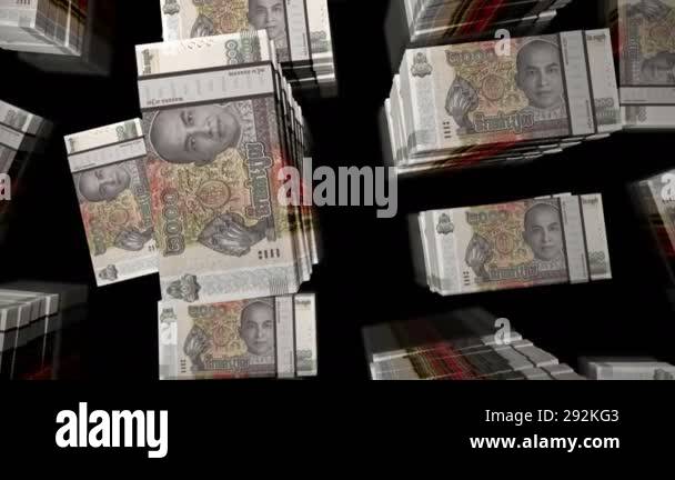 Cambodia money Cambodian riel notes packs loop. 3D flight over 2000 KHR ...