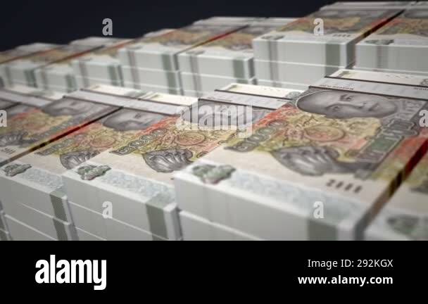 Cambodia money Cambodian riel banknote bundle growth up loop. 2000 KHR ...