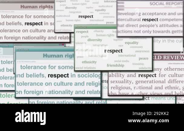 Respect tolerance and human rights pop up windows on computer screen ...