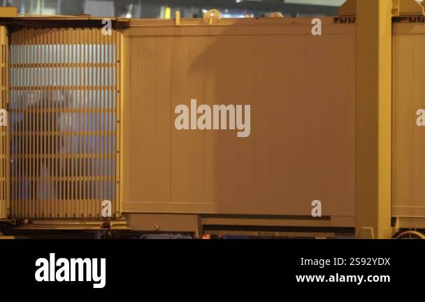 Amsterdam, Netherlands A jet bridge or gangway for boarding people onto ...