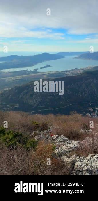 Panoramic view of Kotor Bay Boca and mountains from mountain view point ...