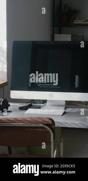 Vertical no people view of commands written in programming language ...