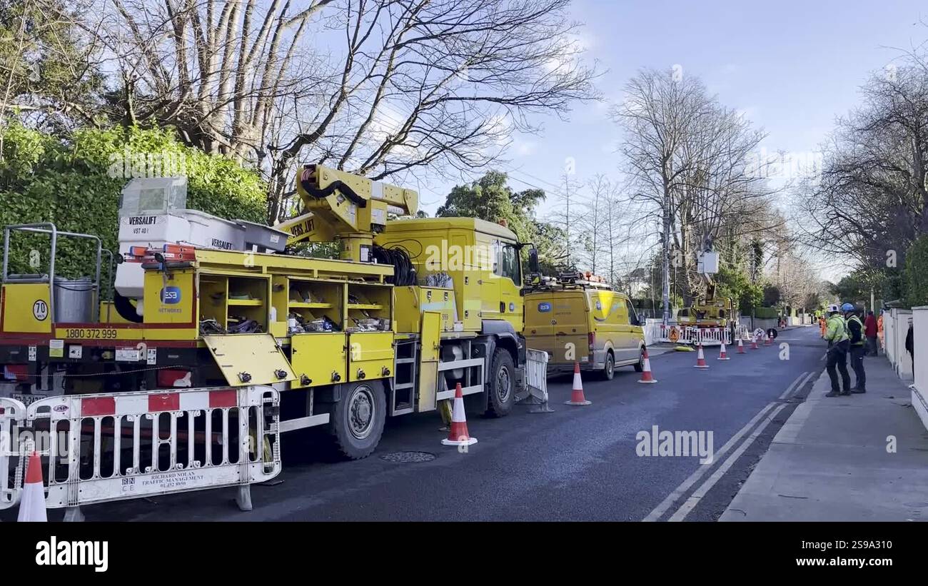 ESB Networks crew working to restore power in Avoca Avenue in Blackrock ...