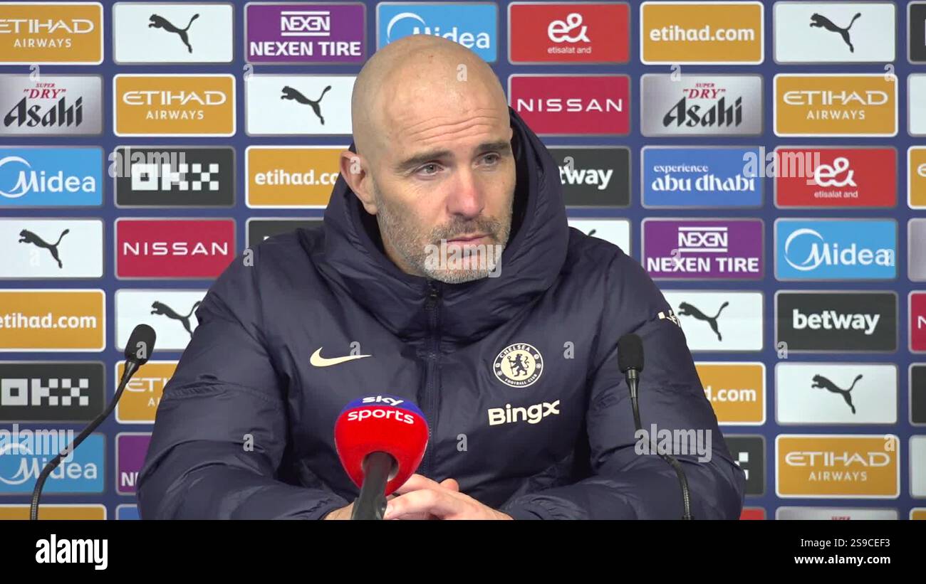 Man City 3-1 Chelsea: Enzo Maresca post-match press conference Stock ...