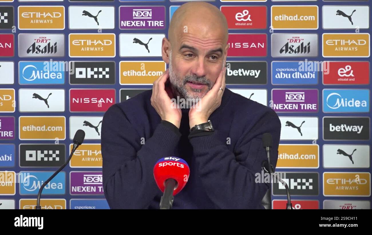 Man City 3-1 Chelsea: Pep Guardiola post-match press conference Stock ...