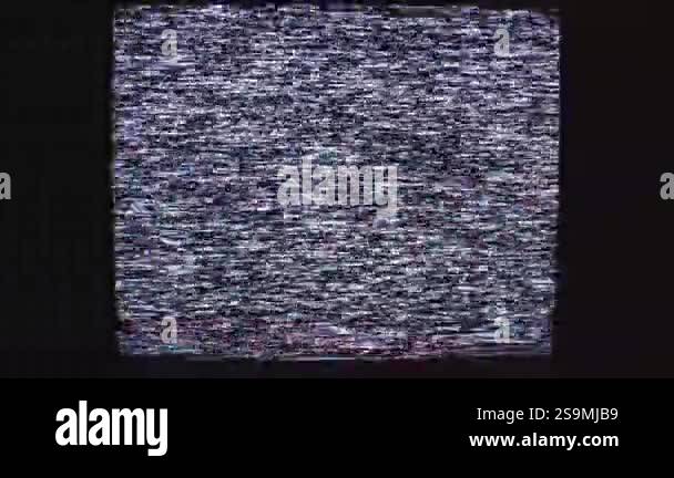 Vintage TV screen displaying flickering static and noise, creating an ...