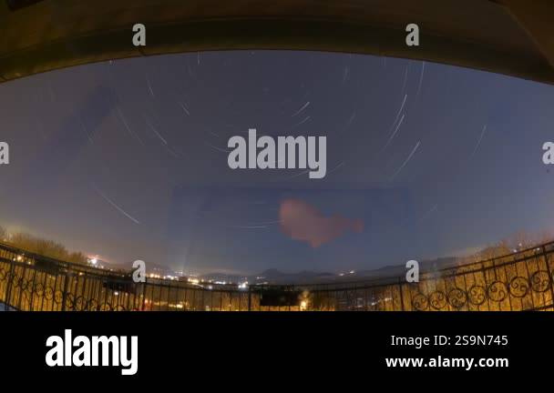 star trails shot on action camera,European sky night panorama time ...
