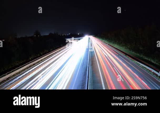 highway time lapse night lights-Fast moving traffic light trails,Light ...