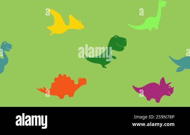 Colored silhouettes of dinosaurs. Minimal modern motion design ...