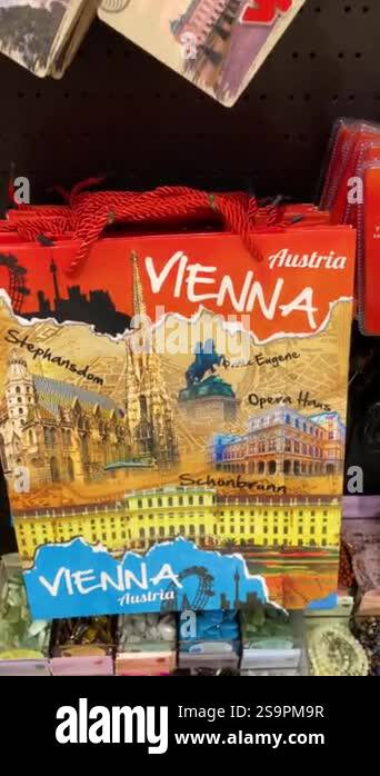 VIENNA, AUSTRIA - JULY 19, 2024: Souvenirs shop in Vienna, Austria on ...