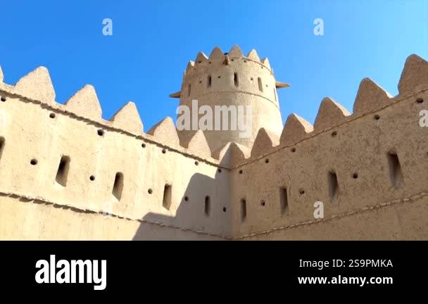 Abu Dhabi, UAE - December 25, 2024: Fort in desert reconstructed with ...