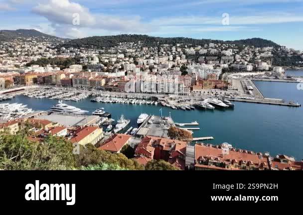 Nice, France - December 2, 2024. Panorama of the port in Nice from the ...