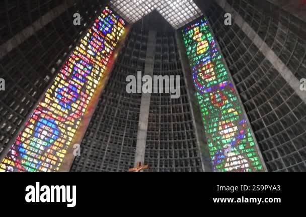The stained glass windows at the Metropolitan Cathedral in Rio de ...