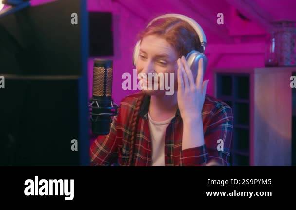 Upset dissatisfied sad Caucasian teen woman girl gamer streamer blogger ...