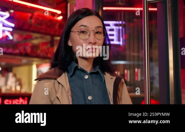Happy satisfied smiling Asian Japanese business woman female Chinese ...